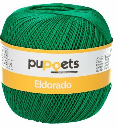 Eldorado /Эльдорадо/ нить кроше (пряжа для вязания крючком) Puppets, MEZ Венгрия, 4574010 (07228, зеленый)