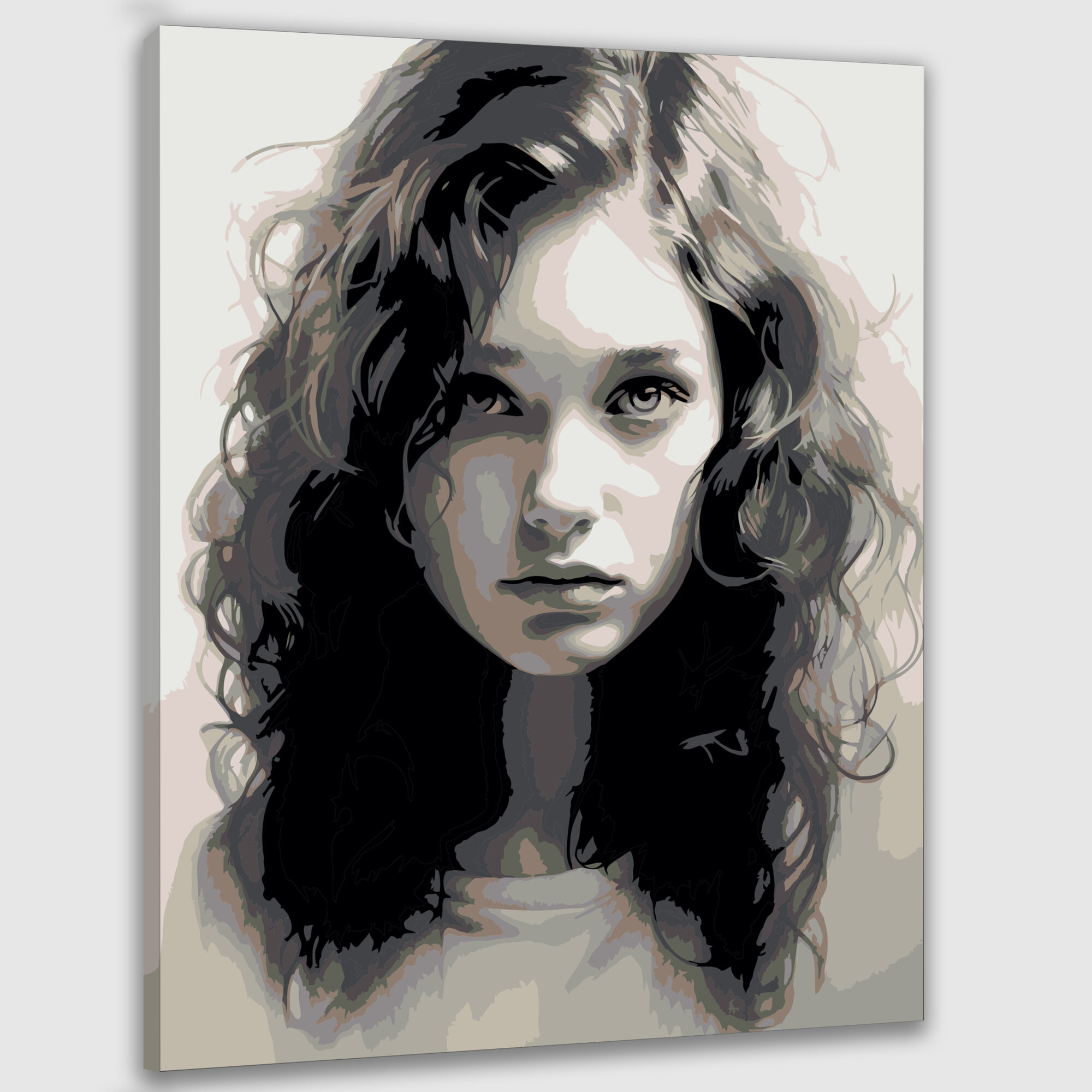 Картина по номерам 40x50 см, портрет, девушка, уголь, черты лица, тонкие градиенты, огненная интенсивность