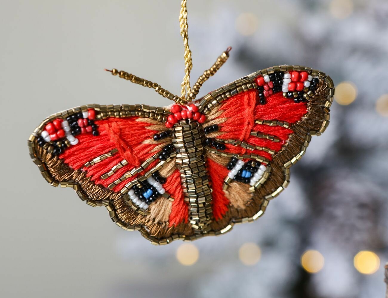 Декоративное подвесное украшение бабочка эффи, бисер, текстиль, 10 см, Edelman 1161049