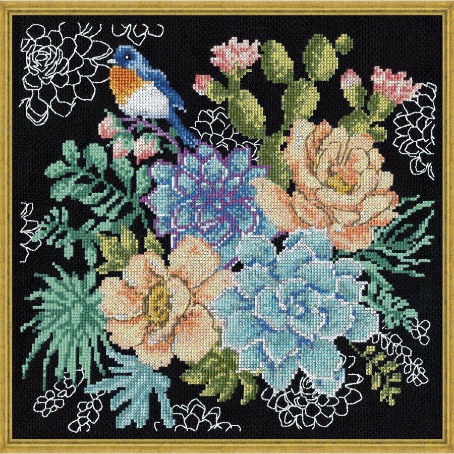 Набор для вышивания Суккуленты 30,5 х 30,5 см DESIGN WORKS 3441