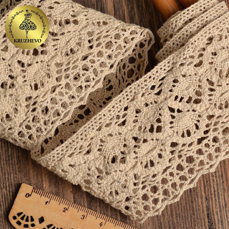 Тесьма вязаная KRUZHEVO 50мм TBY-6368 цв.36 св. бежевый уп.10м