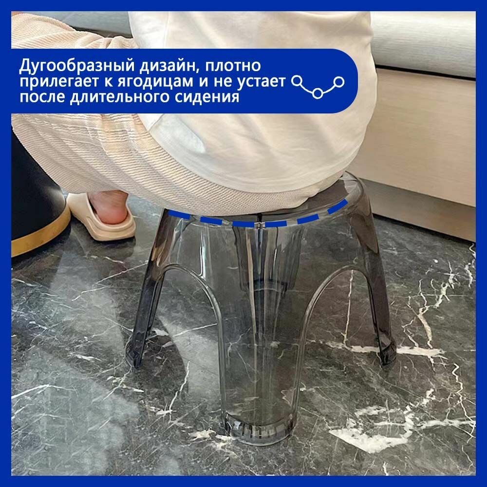 Стул для ванной комнаты, прозрачный пластиковый стул с утолщением, подходит для взрослых /детей, многофункциональный, нескользящий