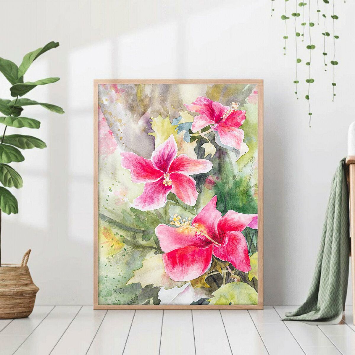 Постер "Розовые лилии рисунок" без рамы 40x50 см на стену для интерьера