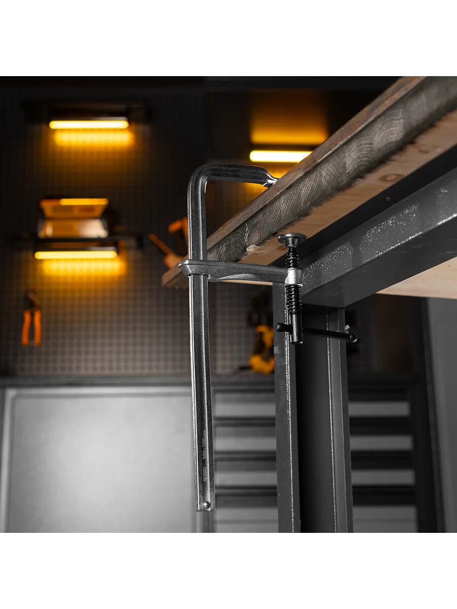 Струбцина F-образная, 100x300мм, кованая //, DENZEL, 20470