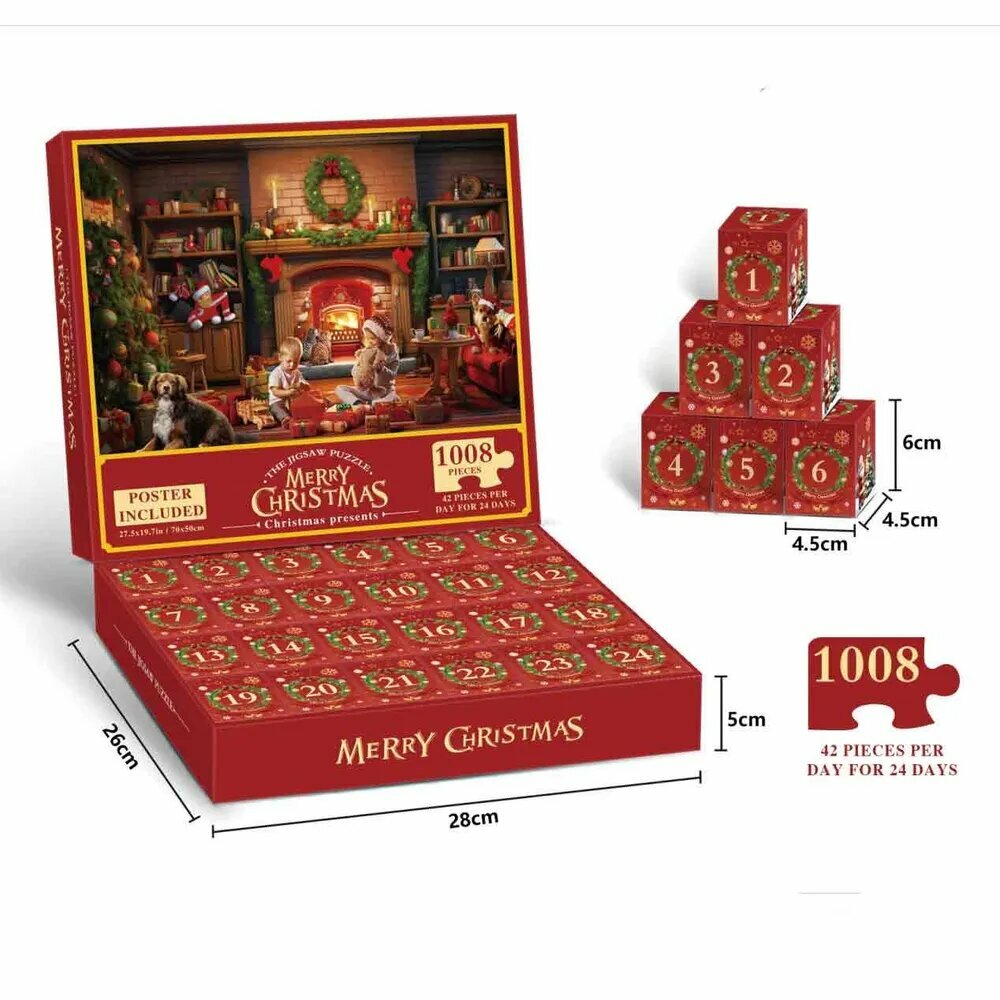 Адвент-календарь на 2024 год, Рождественская головоломка 1008 Pieces Holiday Shop Advent Calendar