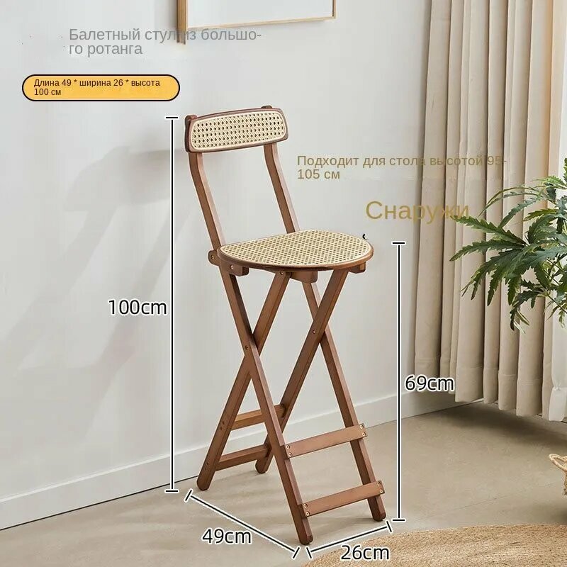 Барный стул, ар-деко стиль, коричневый, бамбук, 49х100х35 см