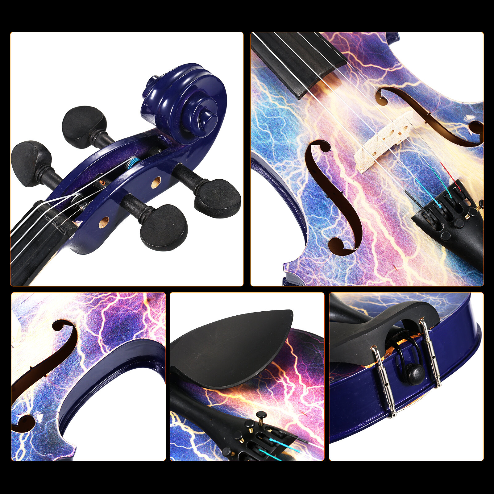 Акустическая скрипка 4/4, полноразмерная, с верхней декой из ели, нижней частью, прокруткой и грифом из клена, с футляром для переноски, смычком и канифолью для детей, студентов и начинающих