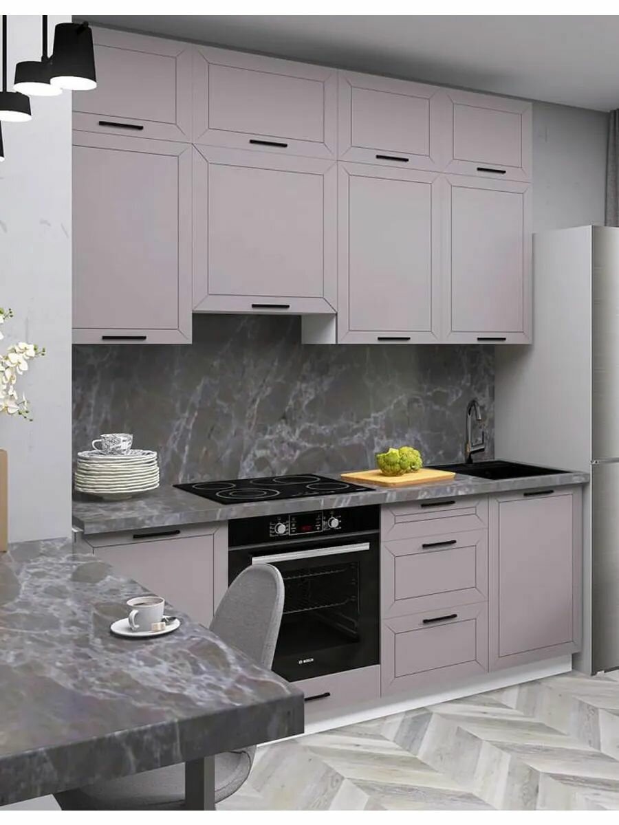 Кухонный гарнитур Сектор 2.1 м, мебель для дома и кухни, Белый / Грей