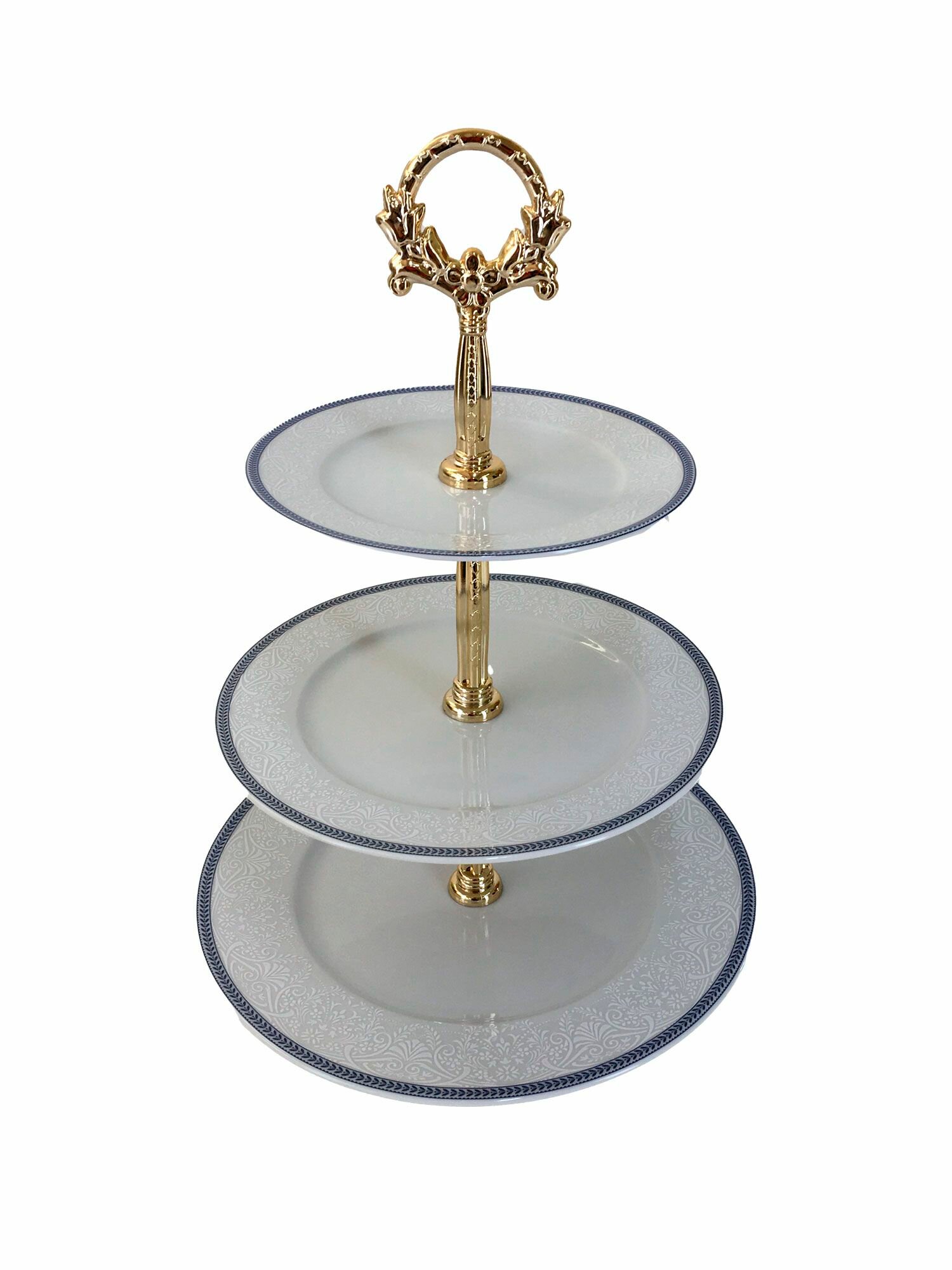 Этажерка 3-х ярусная "Opal" декор "Голубые пластинки"