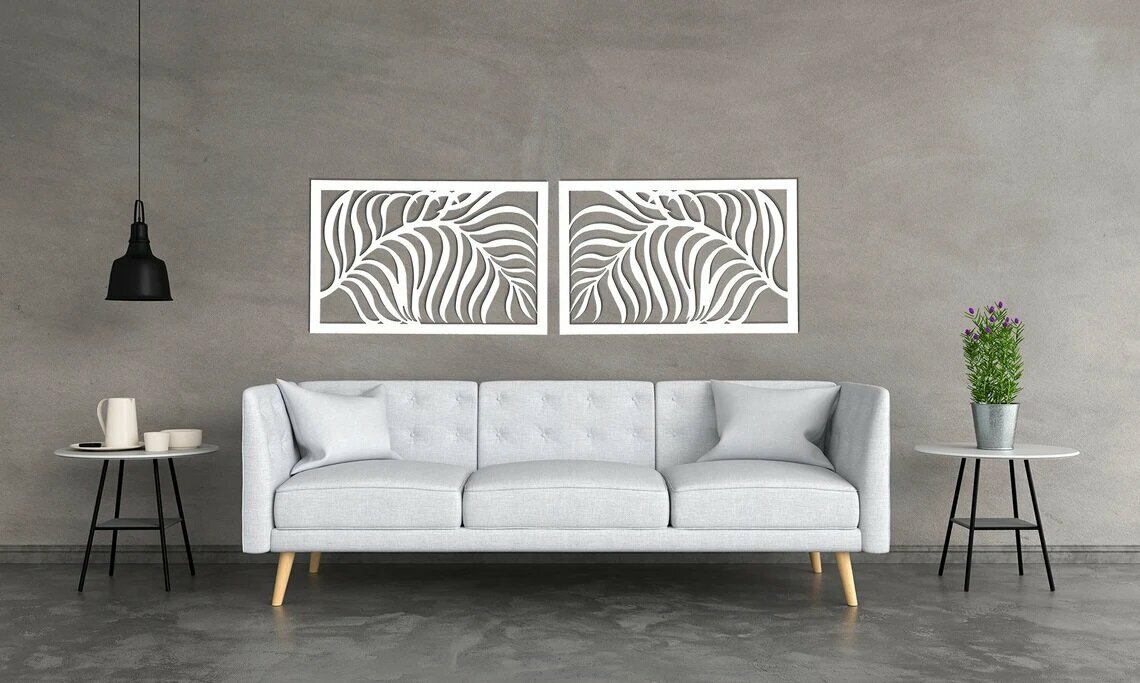 Панно/декор из дерева на стену Листья (комплект из 2 панно)