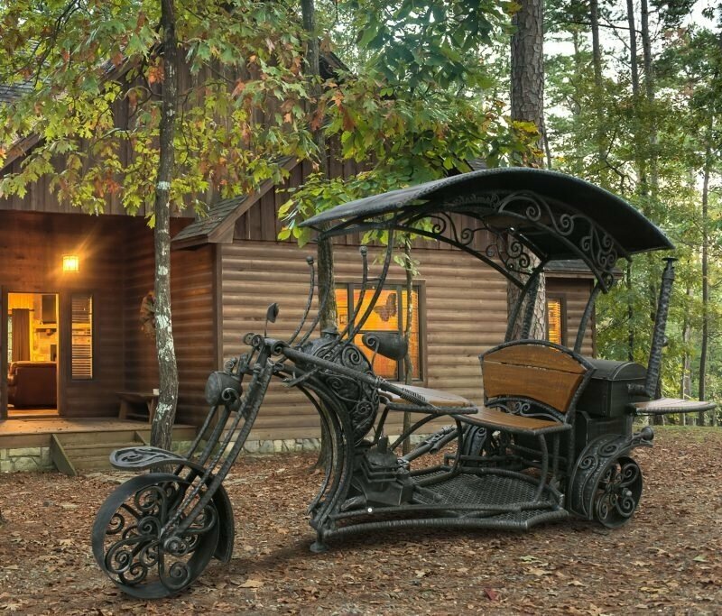 Мангал-коптильня мотоцикл с крышей для улицы, сада, заднего двора, гриль на углях,