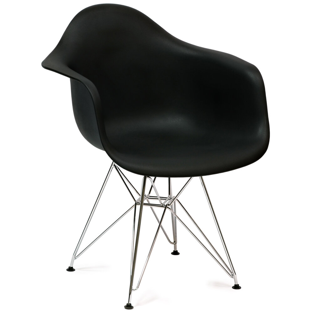 Стул-кресло Eames DSR STOOL MARKET черный, пластик, металл, твердое сиденье, с подлокотниками