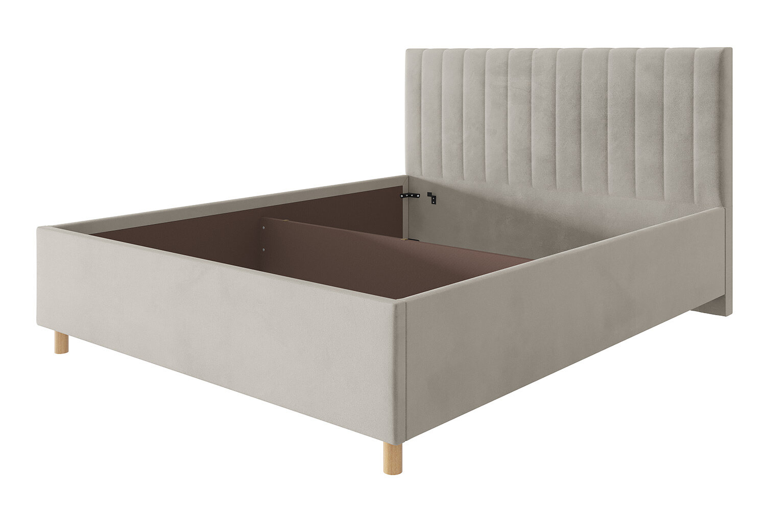 Каркас двуспальной кровати Garda, 140х200 см, серо-бежевый, без основания и подъемного механизма