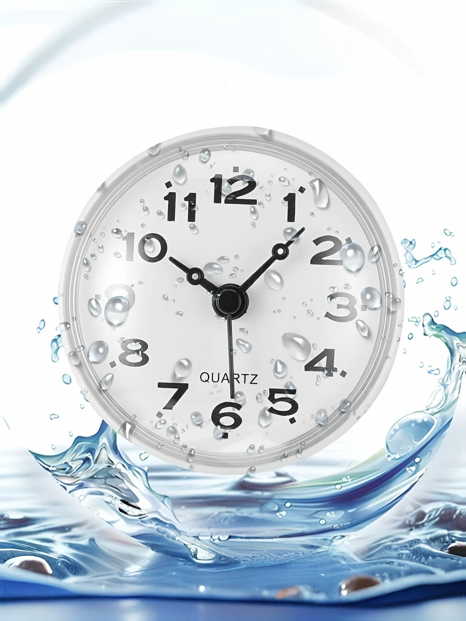 Часы Ikea, на присоске, водонепроницаемые, кварцевые, белые, круглые