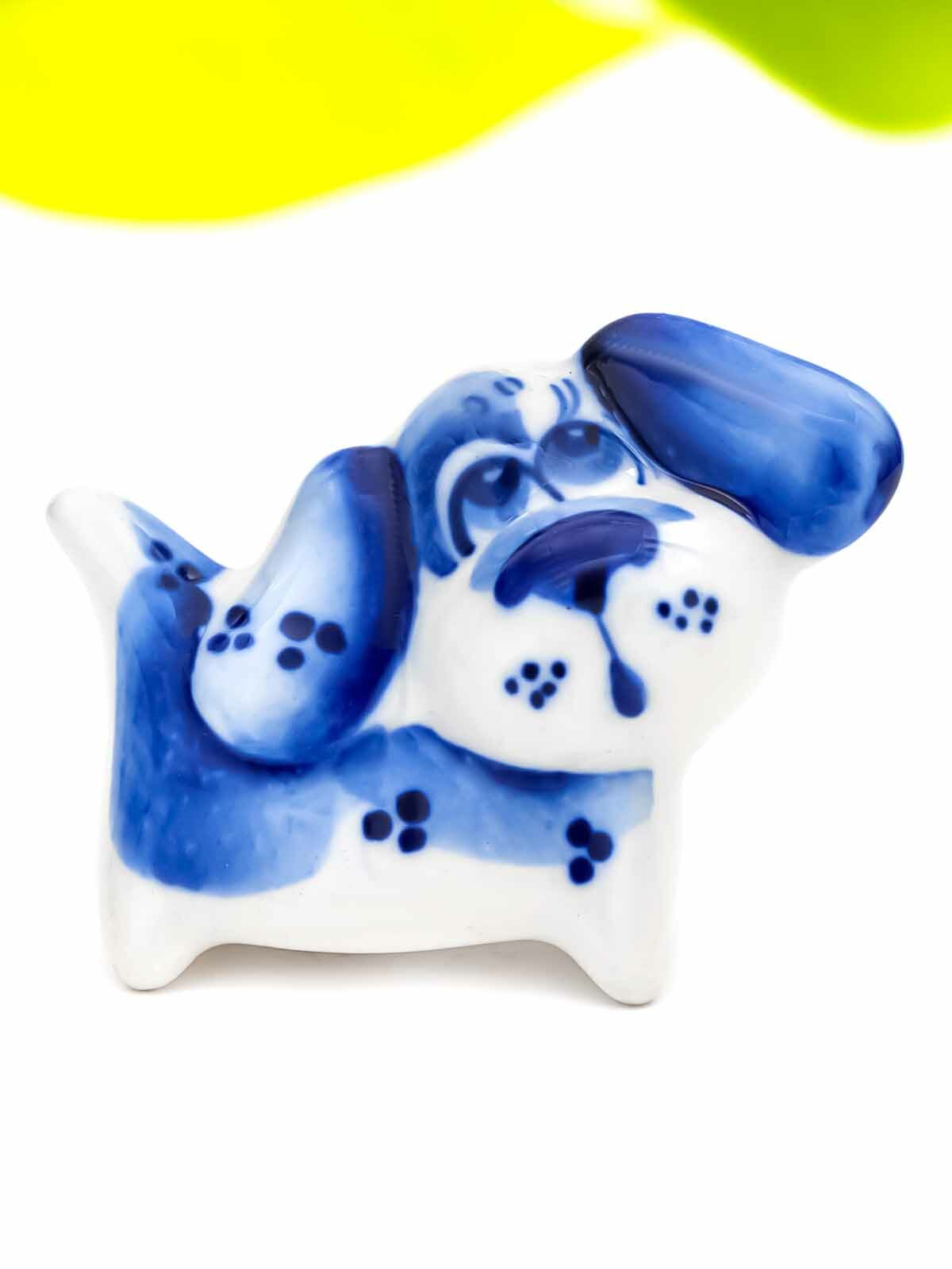 Фигурка коллекционная - Собака, Гжель, Фарфор, 4 см