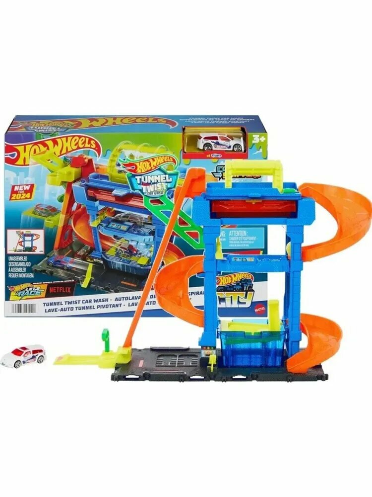 Игровой набор Hot Wheels Автомойка с туннелем и вращающимися щетками, HTN80