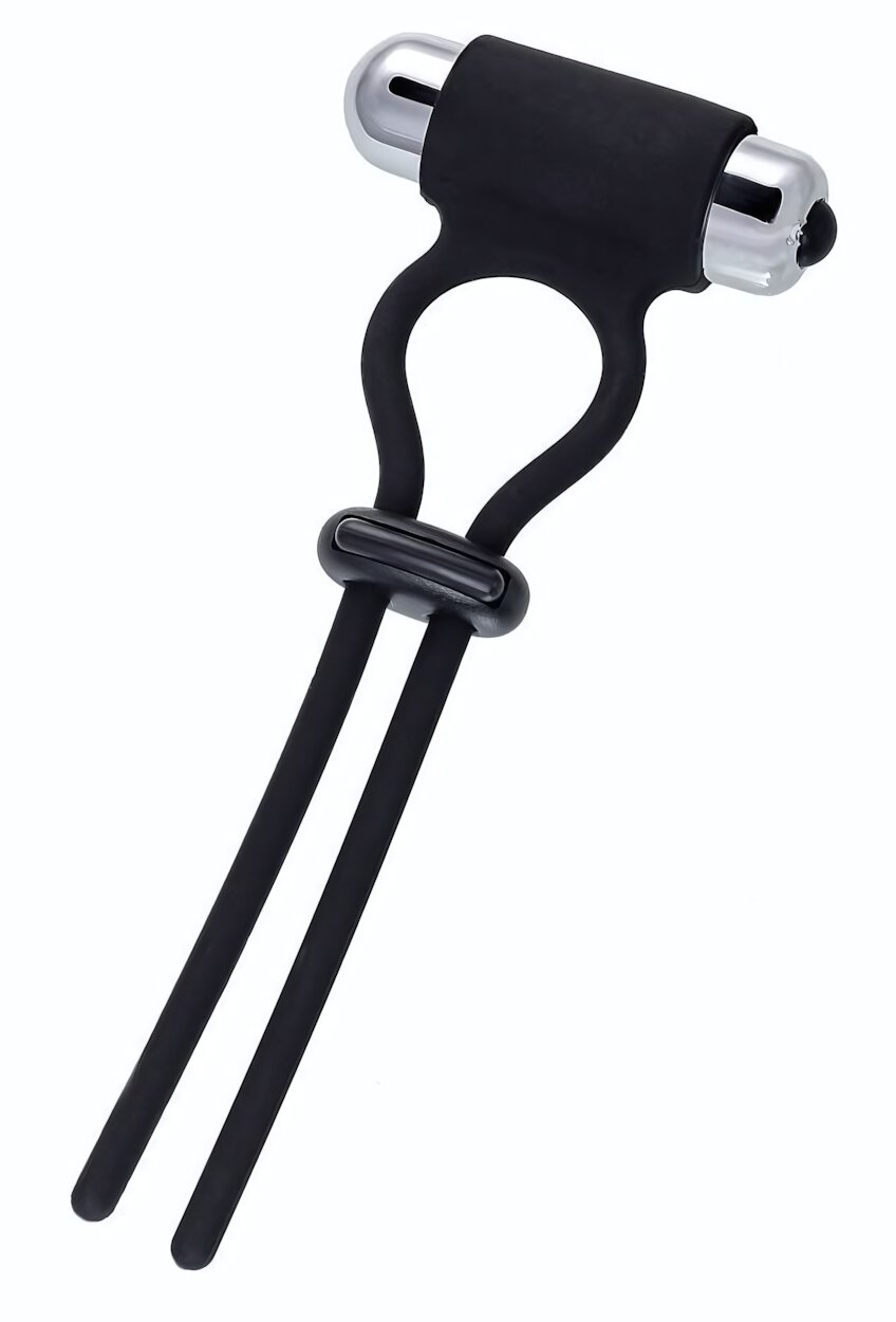 Эрекционное лассо на пенис A-Toys, силикон, черное, вибрация, надежность