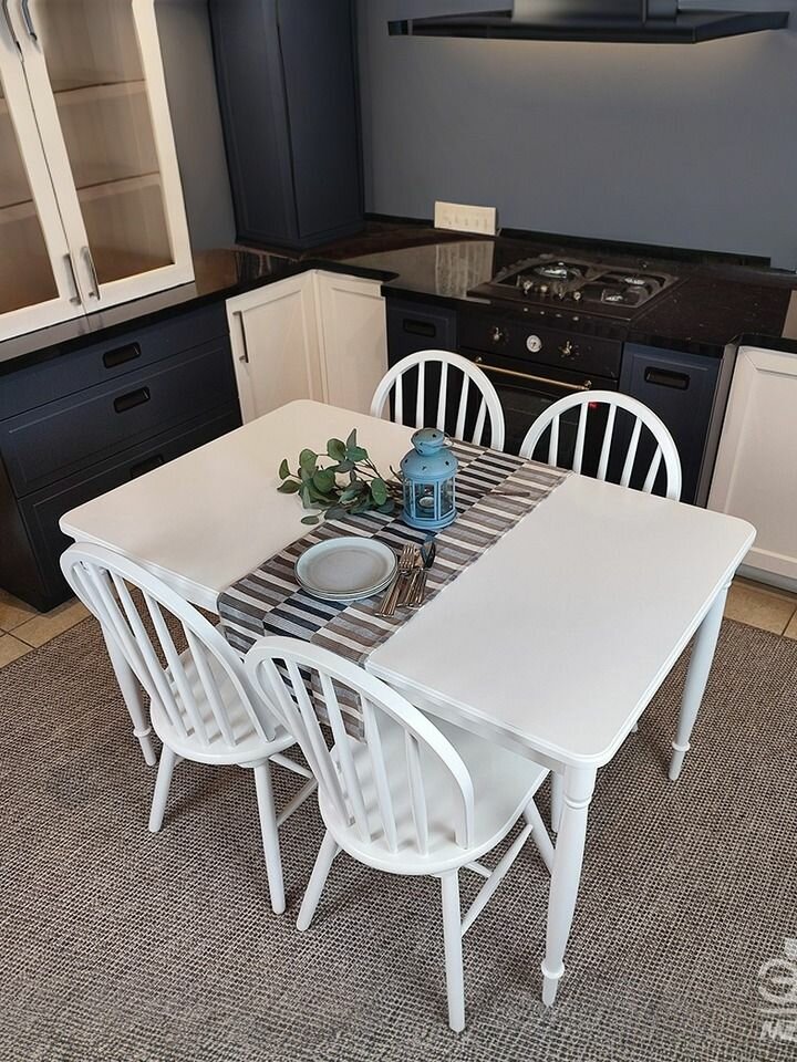 Стол раздвижной "альянс 800х(1300-1800)" (Белая эмаль), Массив березы, Прямоугольный, 4 ножки, ЭкоМебель