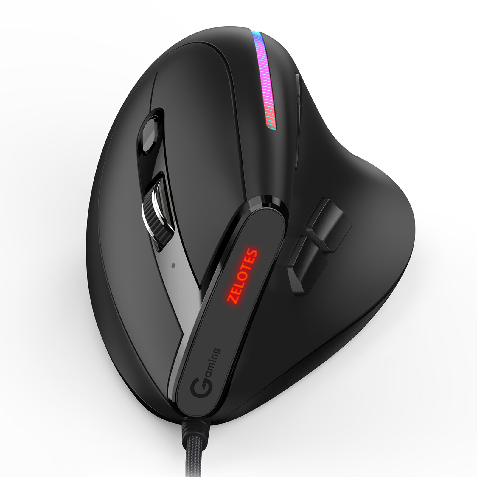 Вертикальная мышь ZELOTES T-50 Проводная 9 клавиш RGB оптическая скорость перемещения 6 передач Эргономичный дизайн черный