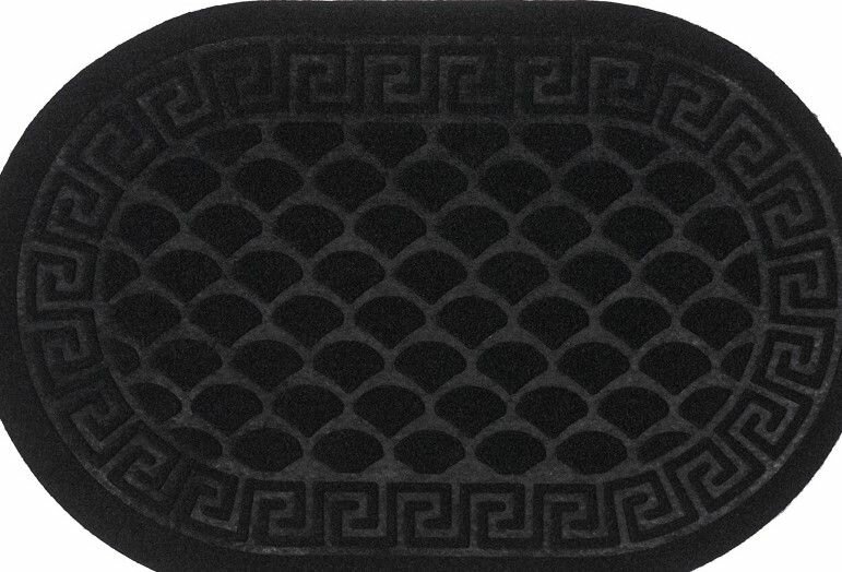 Коврик придверный "Чешуйки" 60см х 40см, овал, черный, влаговпитывающий, для защиты от влаги и грязи