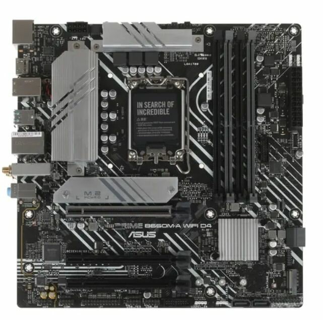 Материнская плата ASUS PRIME B660M-A WIFI D4 (PRIME B660M-A WIFI D4) - LGA 1700, Intel B660, 4хDDR4-3200 МГц, 3хPCI-Ex16, 2хM.2, Micro-ATX