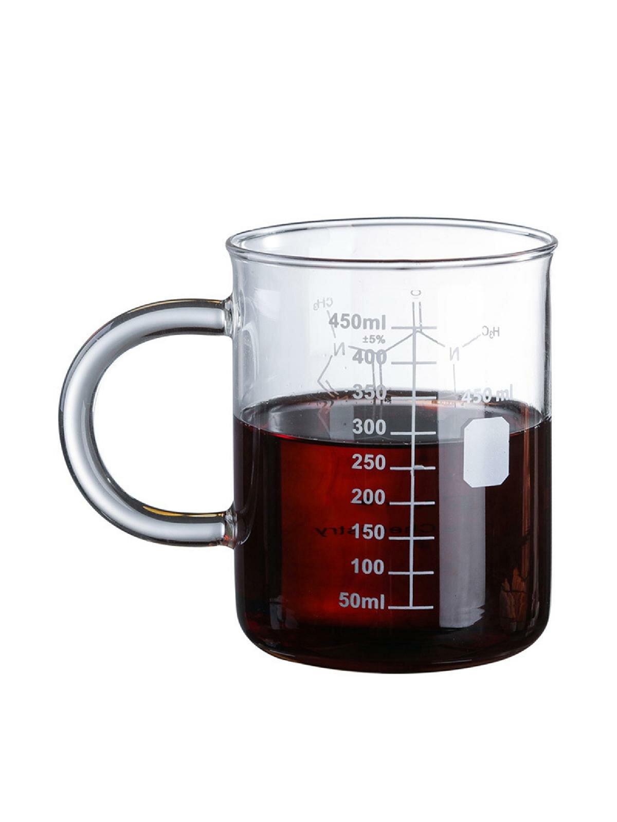 Стеклянный стакан с ручкой для отмеривания чая Кофе латте горячих и холодных напитков