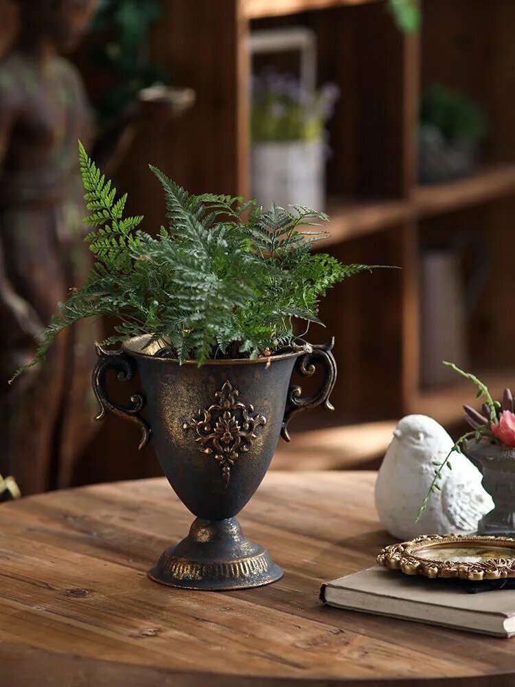 Ваза "Элегантная русская классика", 20см, бронзовая, с ручками, 1шт