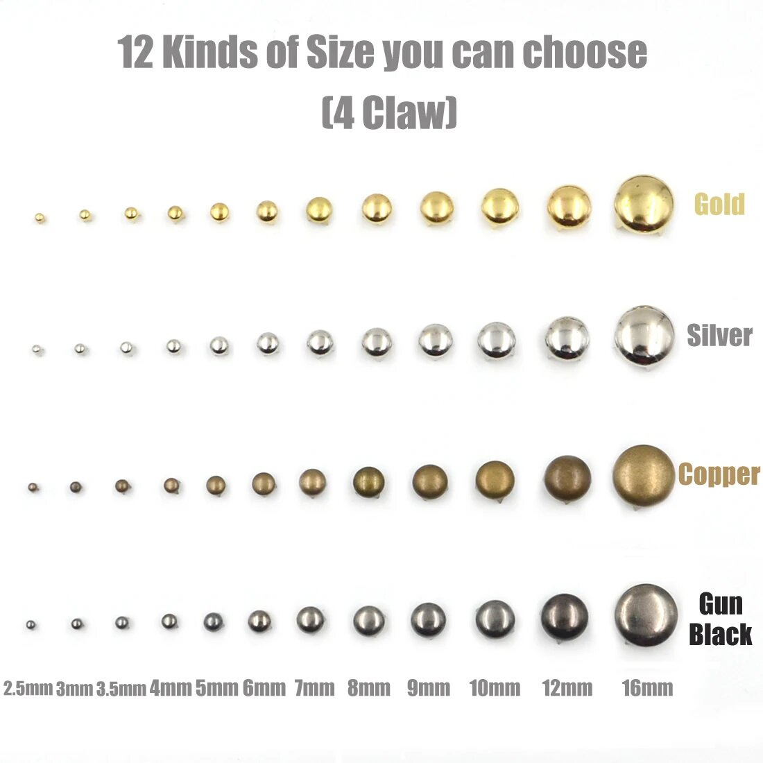 Заклепки латунные круглые Silver, 2.5 мм, 100 шт