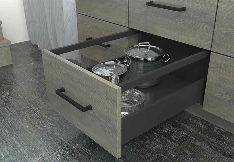 Комплект квадратных рейлингов для ящика Alphalux Crystal длиной 450 мм, (рейлинги, муфты под саморез, держатели к задней стенке + крепеж), антрацит