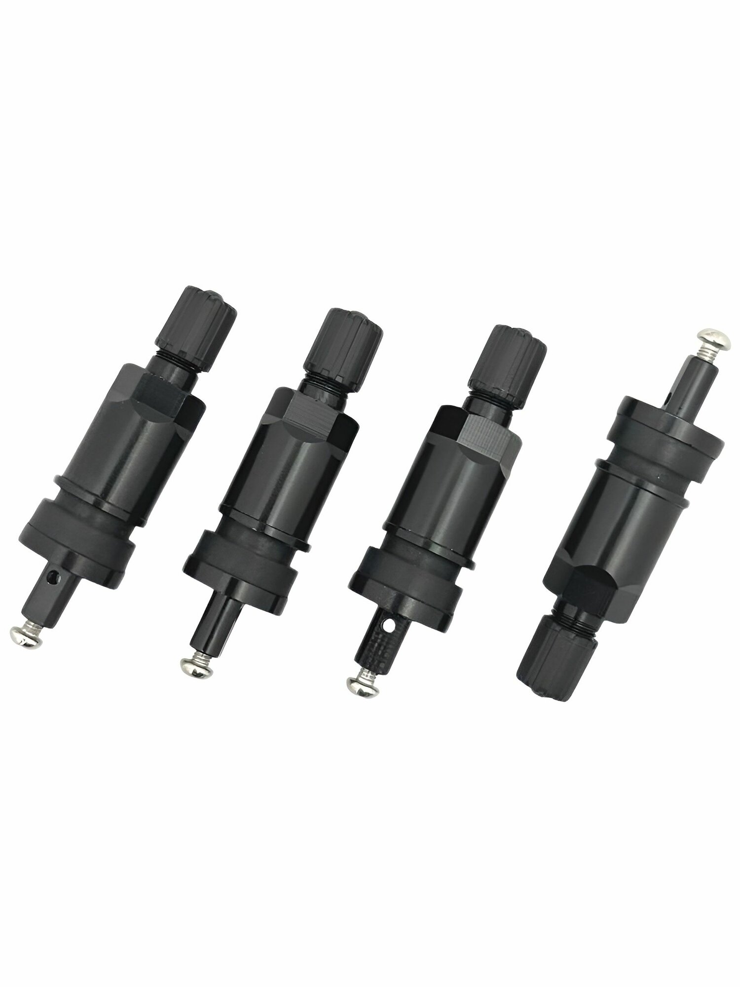 Вентиль для дисков TPMS, алюминиевый черный, под датчики давления, длина 52 мм, универс, комплект 4 шт, TPMS-02B