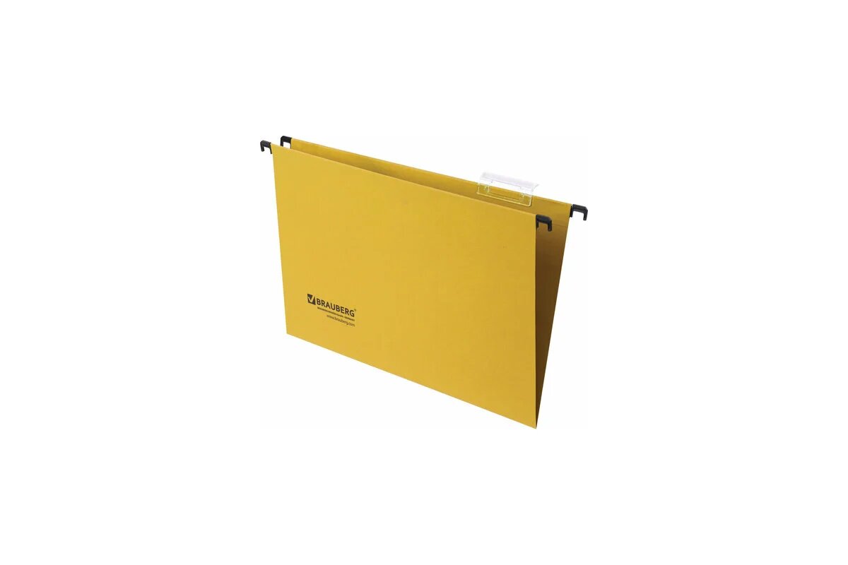 BRAUBERG подвесные папки A4/Foolscap 406x245 мм, до 80 листов, набор 10 шт, желтые 231794