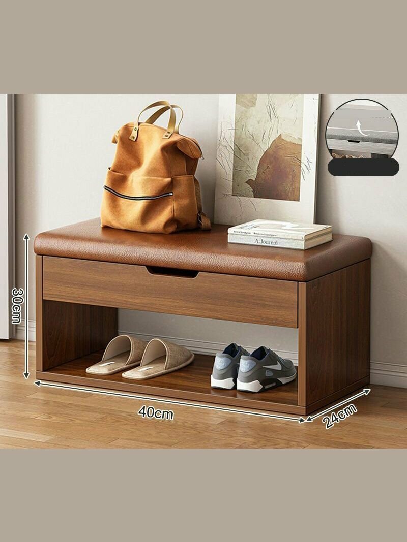 Обувница "Всписках", древесно-полимерная, 40x24x30 см, коричневая
