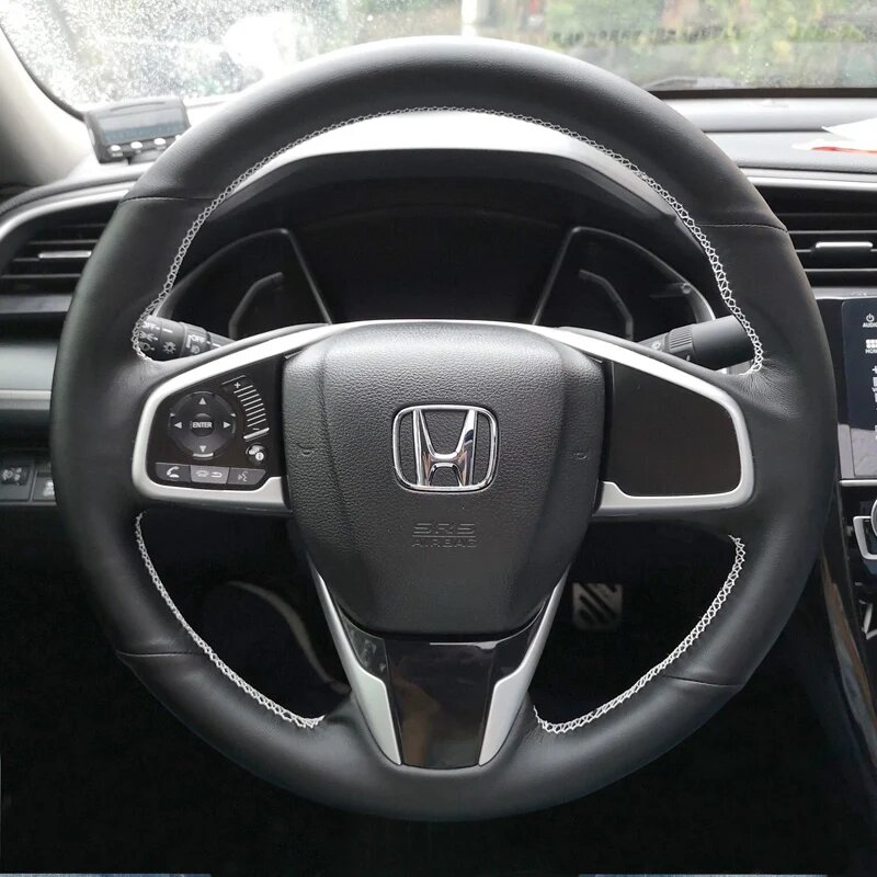 Сшитый вручную кожаный замшевый чехол на руль из углеродного волокна для Honda 10-го поколения Civic CRV Fit City Accord Xrv Jade L