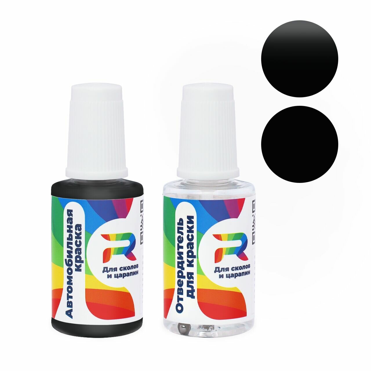 Подкраска для сколов и царапин авто RAL 9011 - Graphitschwarz (Акриловая краска, Солид, Черный) с кисточкой