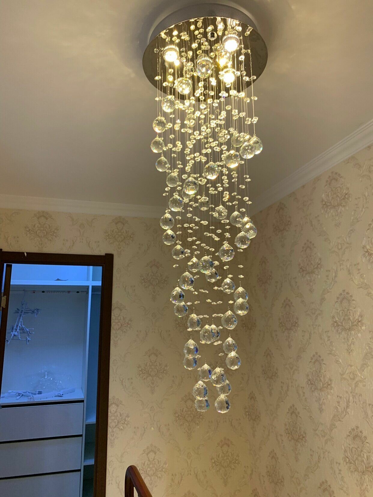 Роскошная современная люстра с хрустальными элементами, светодиодная, с ПДУ, для гостиной, спальни, прихожей