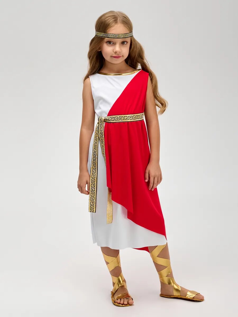 Карнавальный костюм римлянки греческий, красный, L (128-134 см)