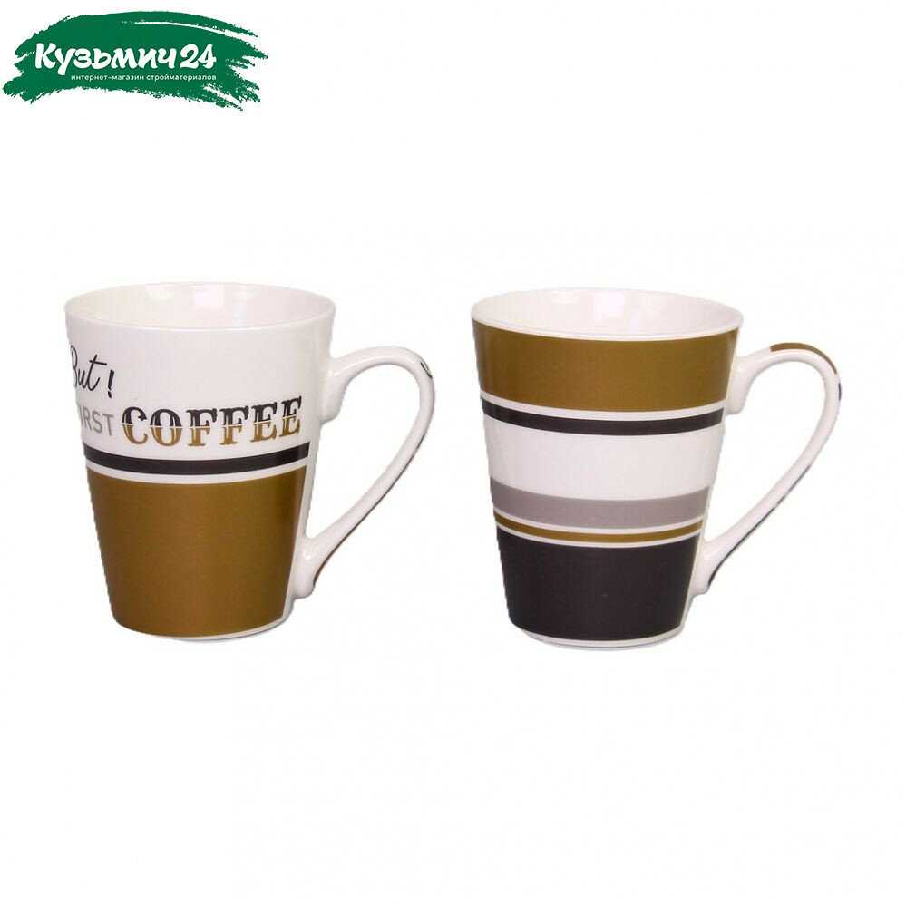 Кружка Coba Но сначала кофе, фарфор, различные цвета, 310 мл