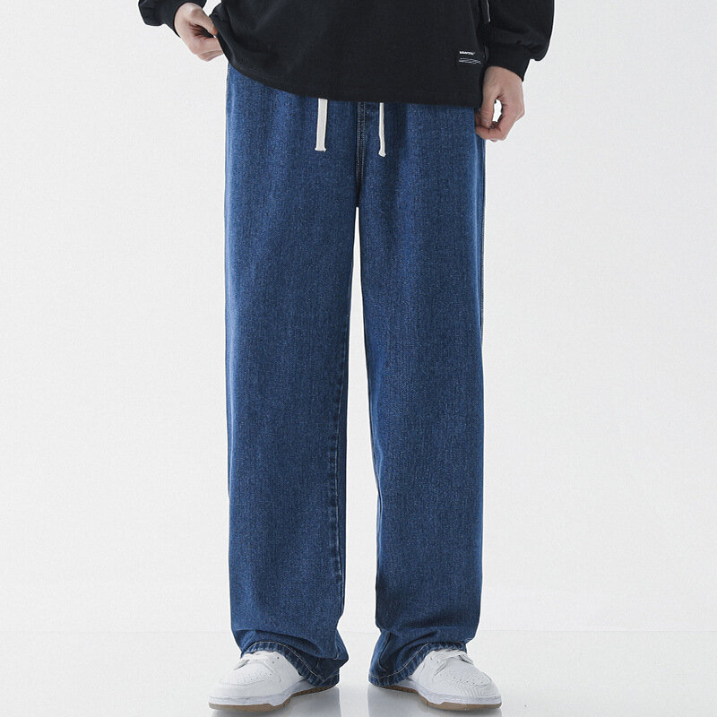 Слим тапер KLQ Круто KLQ мужские универсальные монохромные широкие прямые хайстрит эластичный пояс повседневные широкие штаны, Размер_M