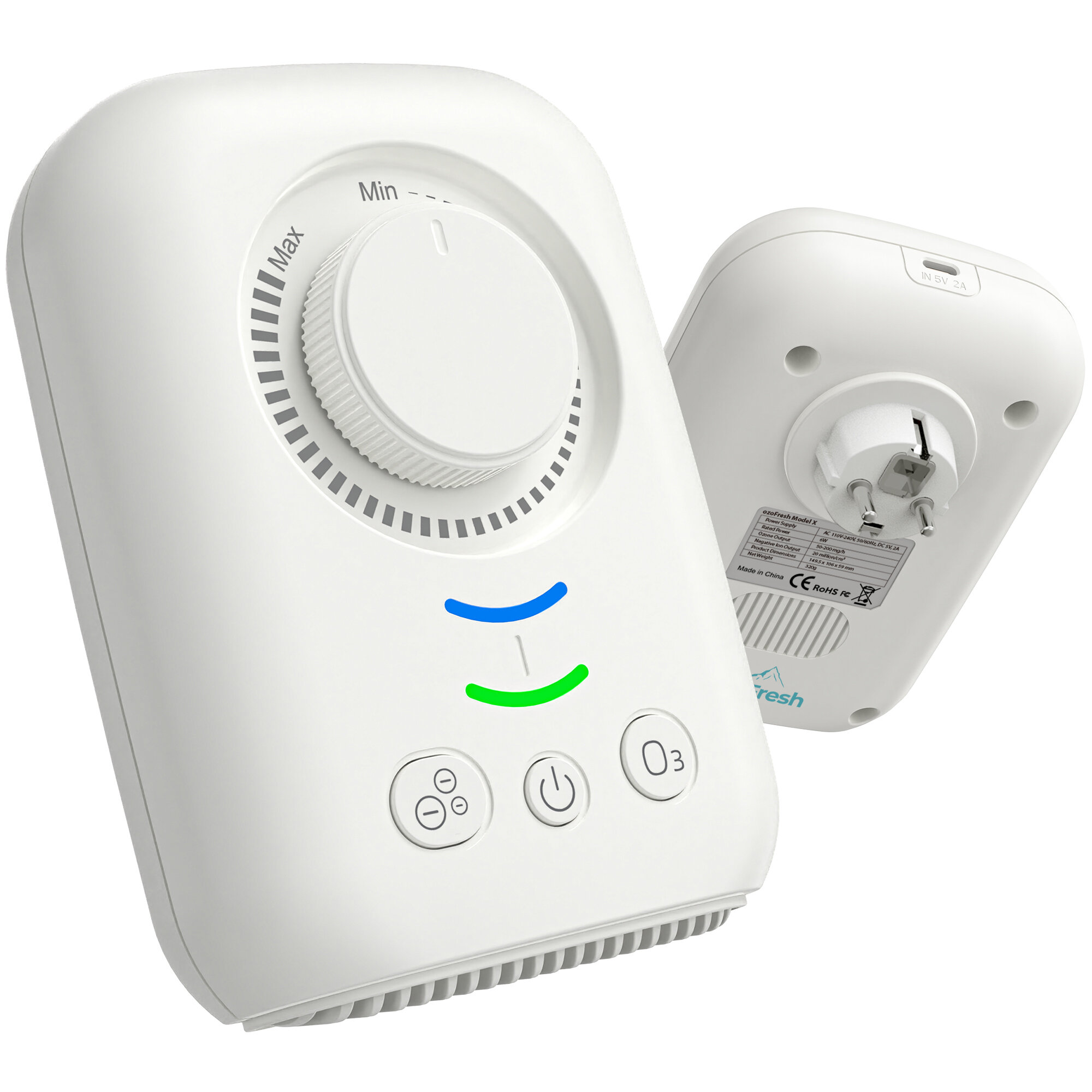 Озонатор воздуха для дома OzoFresh. Портативный очиститель воздуха. Озонатор для автомобиля. USB питание. Белый