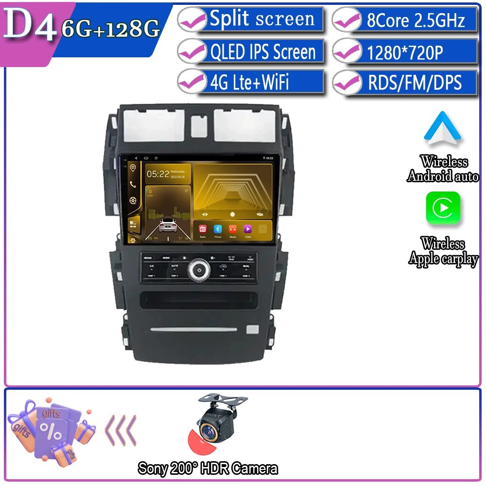 Автомагнитола Android 16 для Nissan Teana J31 230 JK SM5 2003-2008, мультимедийная 6-128G CAM