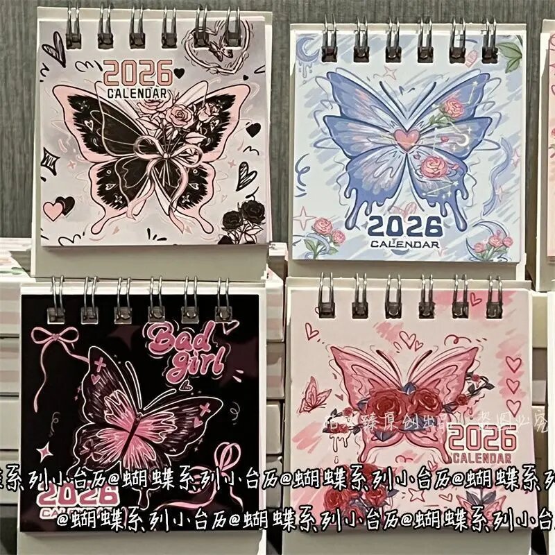 Мини-маленький настольный календарь 2025 2026, карманный портативный ежедневный календарь для заметок, планировщик, украшение для рабочего стола, офисные эстетические канцелярские принадлежности