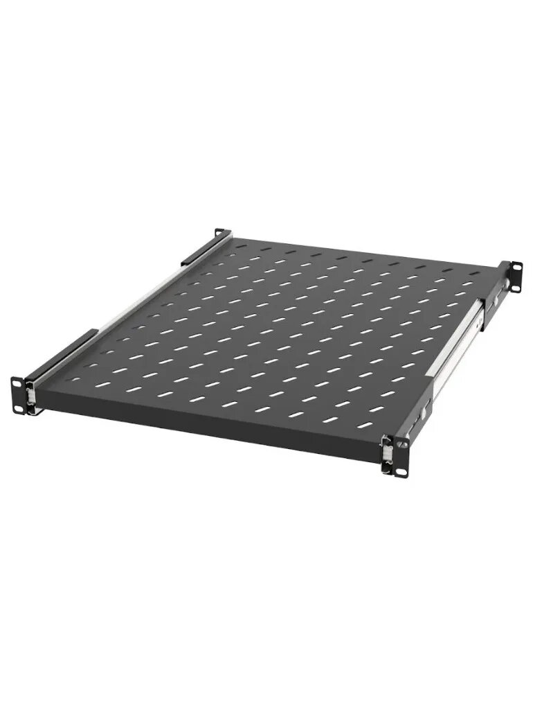 Полка выдвижная Filum FL-RSHE-1U-620-BK 19", 1U, перфорированная, глубина 620 мм, нагрузка 30 кг, черная RAL9005M