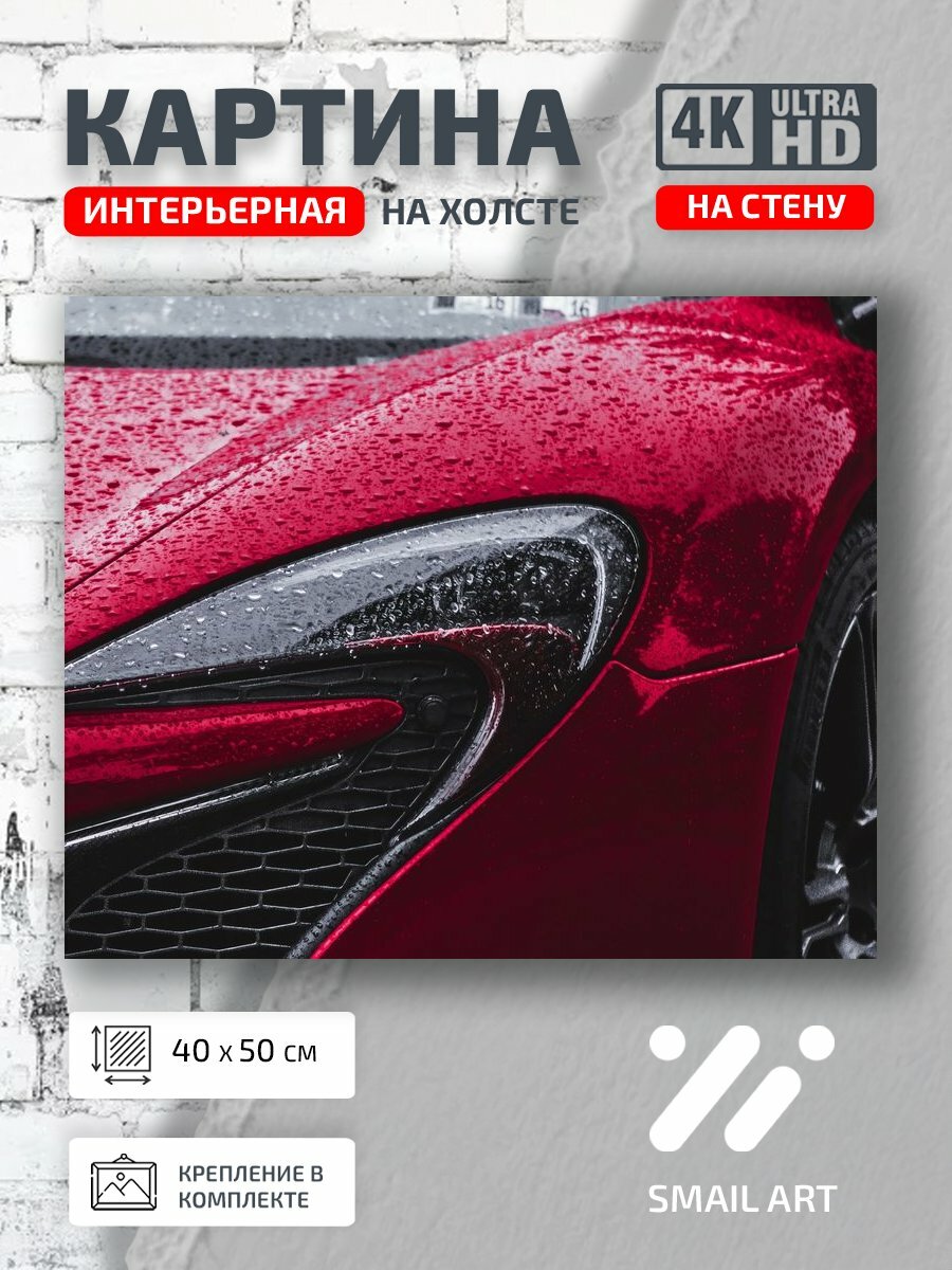 Картина на холсте интерьерная 40 на 50 на стену Бордовый Car для киномана авто дизайн декор