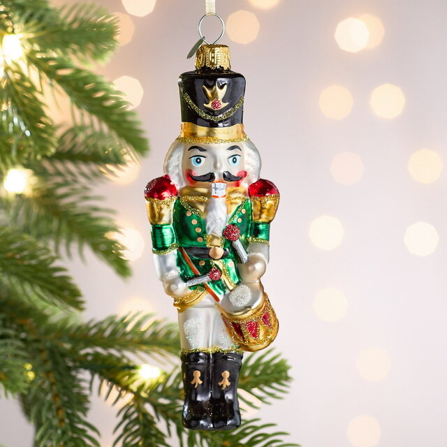Елочная игрушка Щелкунчик Грант с барабаном 14 см в подарочной коробке, стекло, Winter Deco, 5030115
