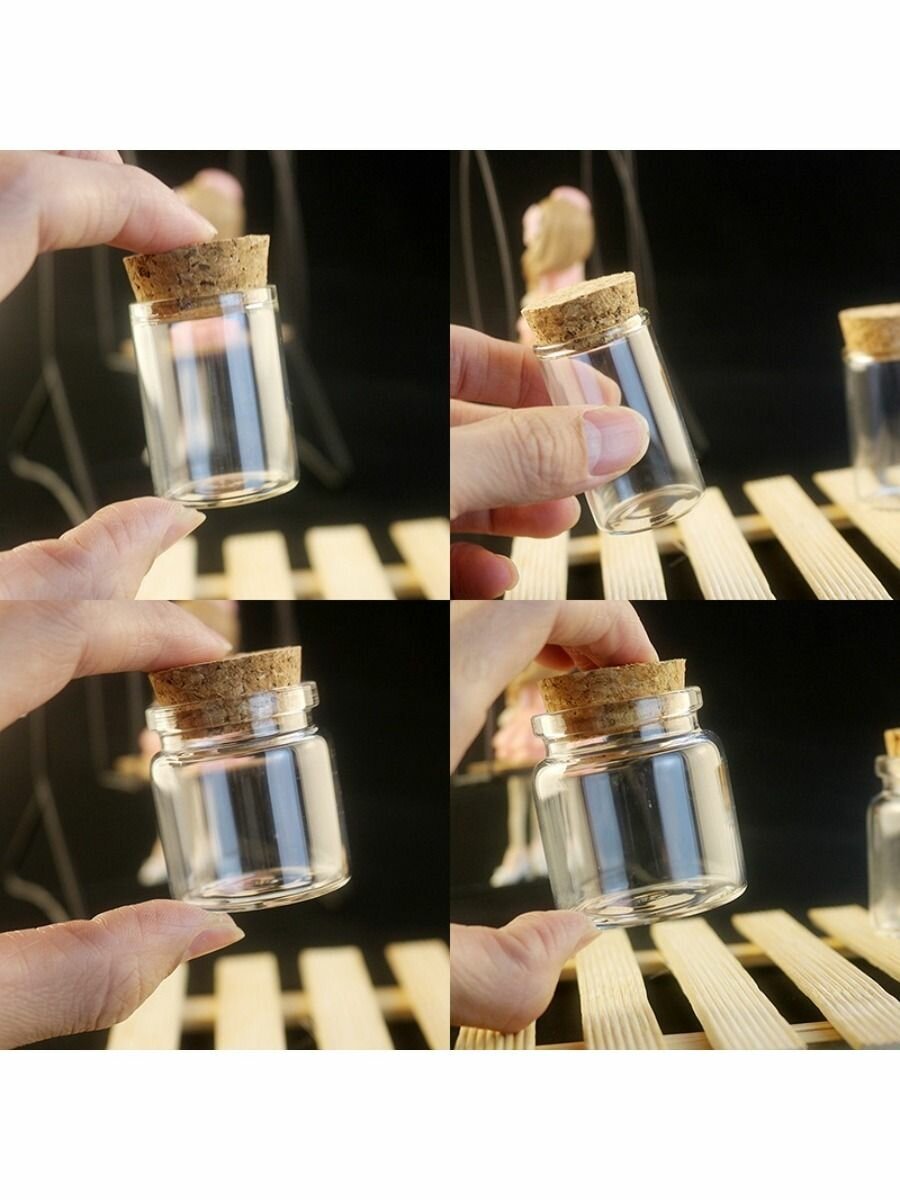 Маленькие стеклянные бутылочки с пробковой пробкой, для декора и рукоделия мини-емкости для эфирных масел, свадебных сувениров и мини-композиций