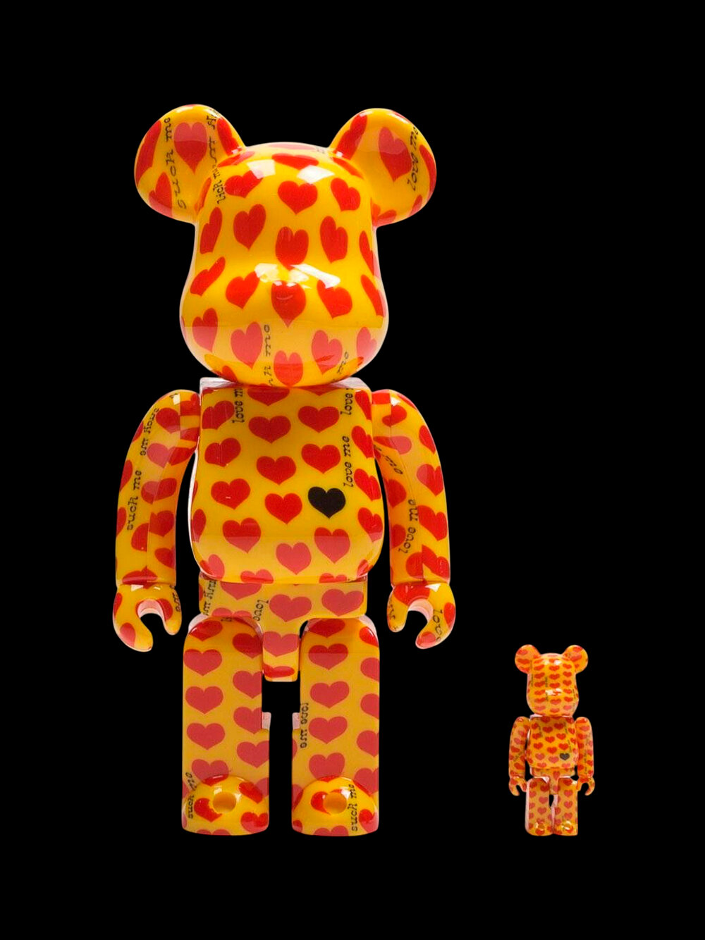 Коллекционная оригинальная фигура Bearbrick Yellow Heart 400% 100% / 28 см высота / ABS пластик / Medicom Toy / Желтый