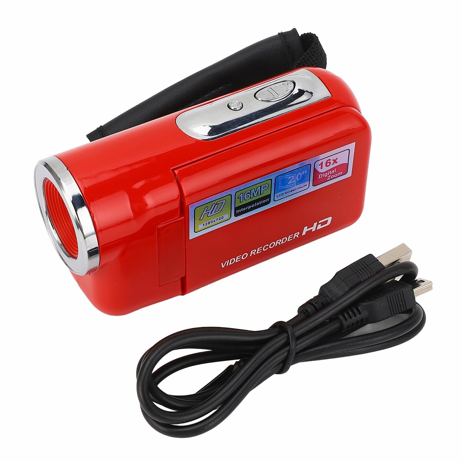 16-мегапиксельная видеокамера 1080P HD с 16-кратным цифровым зумом USB-цифровая камера-видеорегистратор с 2-дюймовым поворотным экраном для путешествий, красная