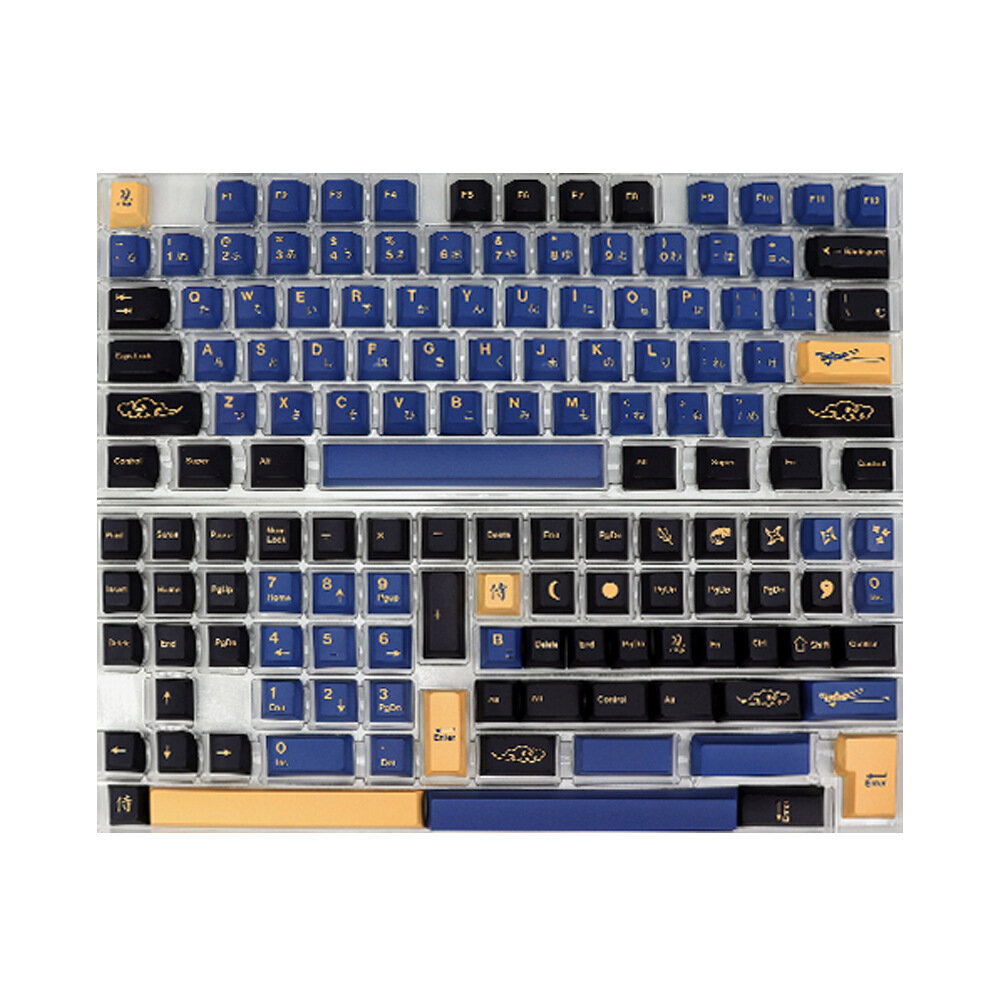 Набор ключевых капсул GMK Blue Warrior PBT для механических клавиатуры 143 клавиш 5-сторонняя термопереносная печать
