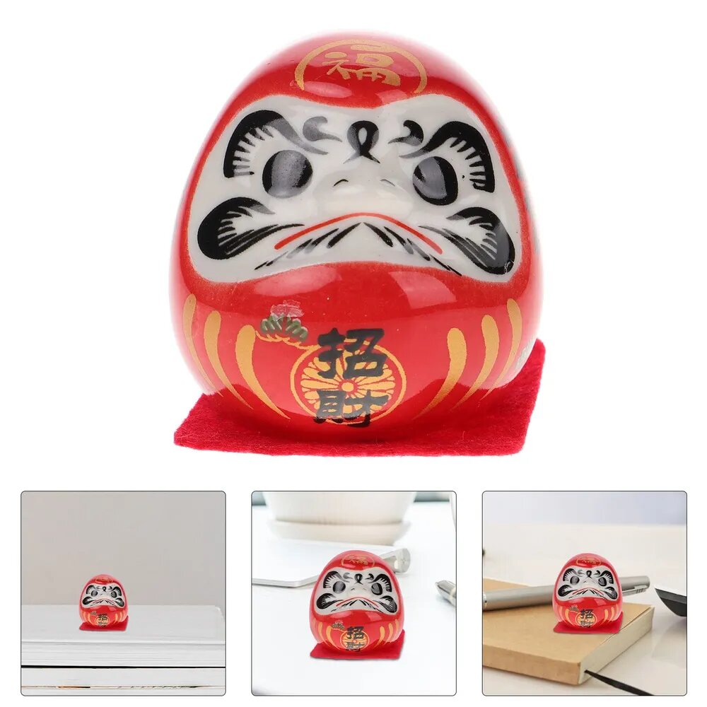 Керамическая Статуэтка Дарума Японская Фигурка Daruma Для Украшения Интерьера Размер 5.00X4.00X4.00Cm