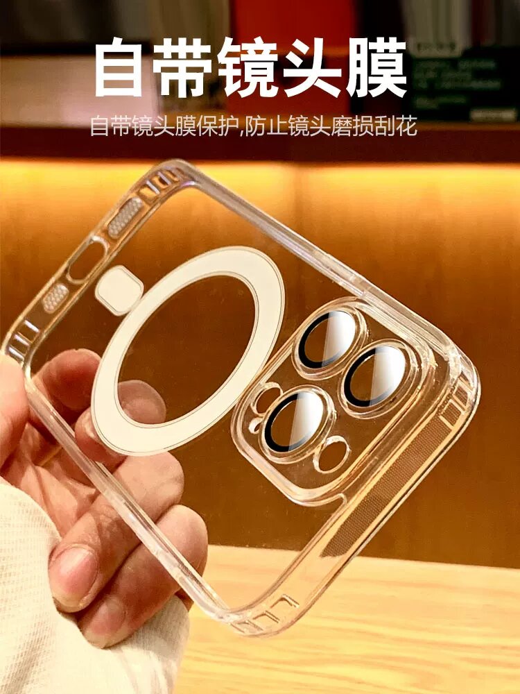 Магнитный чехол MagSafe для iPhone 13 Pro Max с встроенным защитным покрытием объектива, полное покрытие